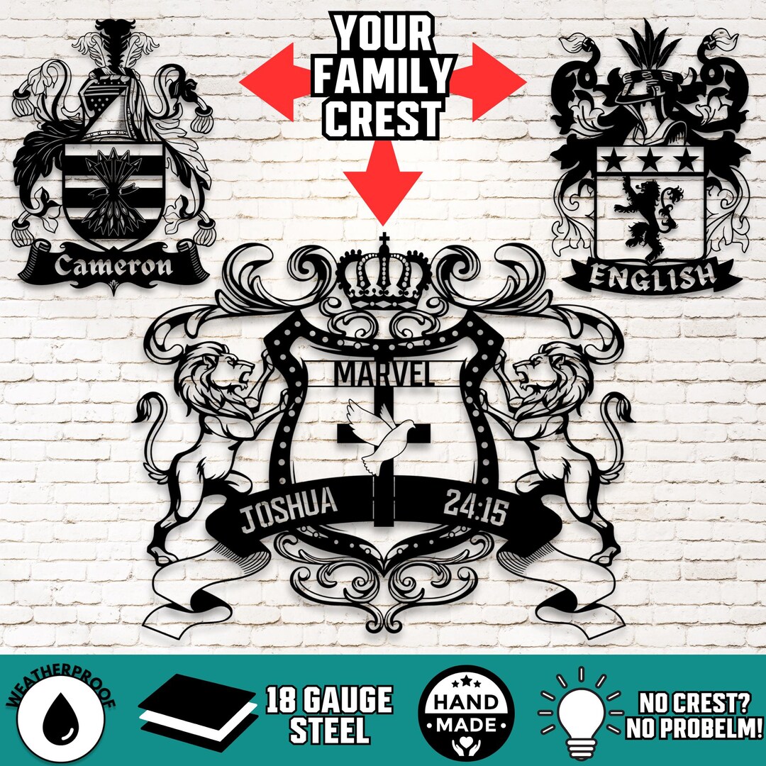 Family Crest Metal Sign, Your Family Crest, Custom Metal Sign, Family ...