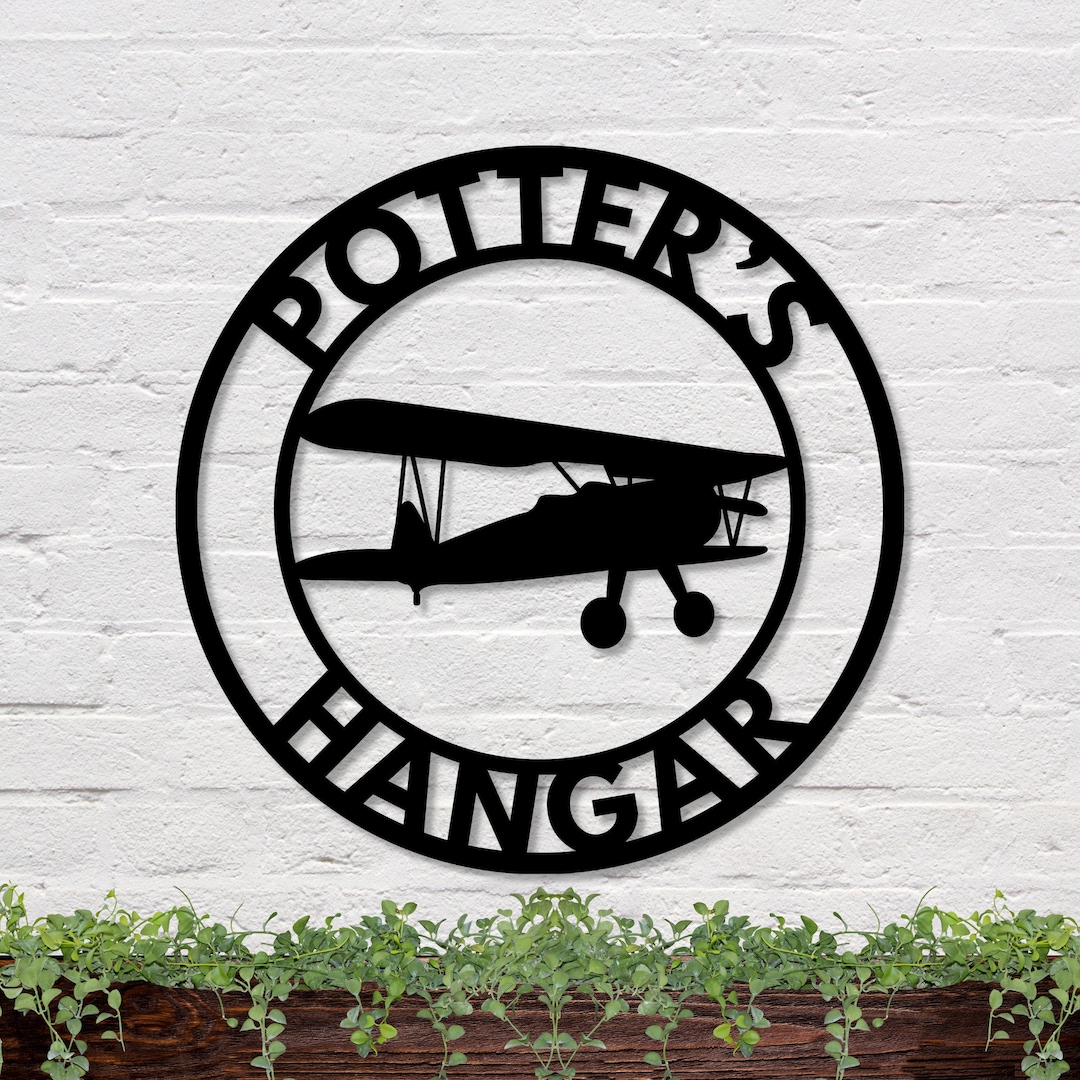 Airplane Hangar Sign, Personalized Pilot Name Sign, Custom Aviation ...