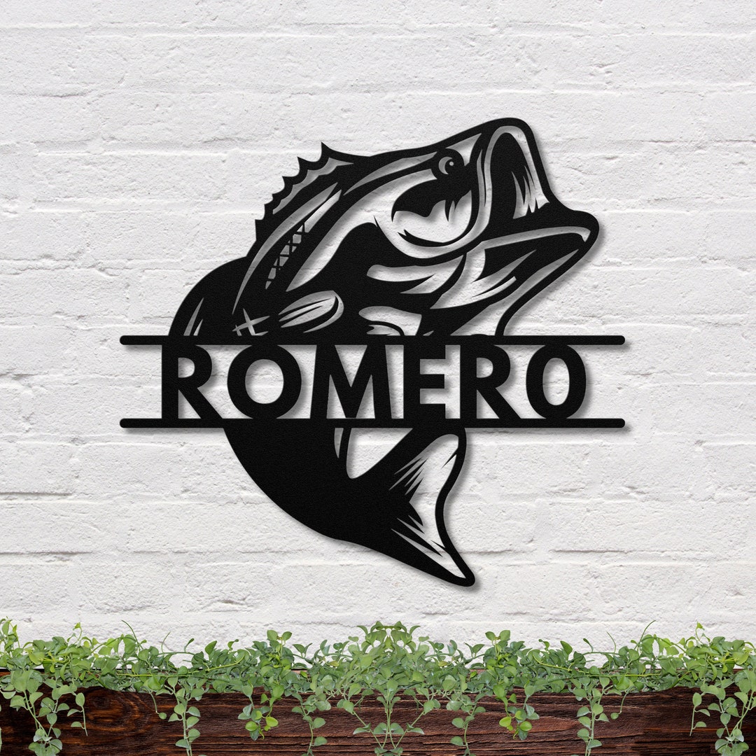 Custom Metal Fish Sign, Bass Fishing Metal Monogram, Fishing Gifts for ...