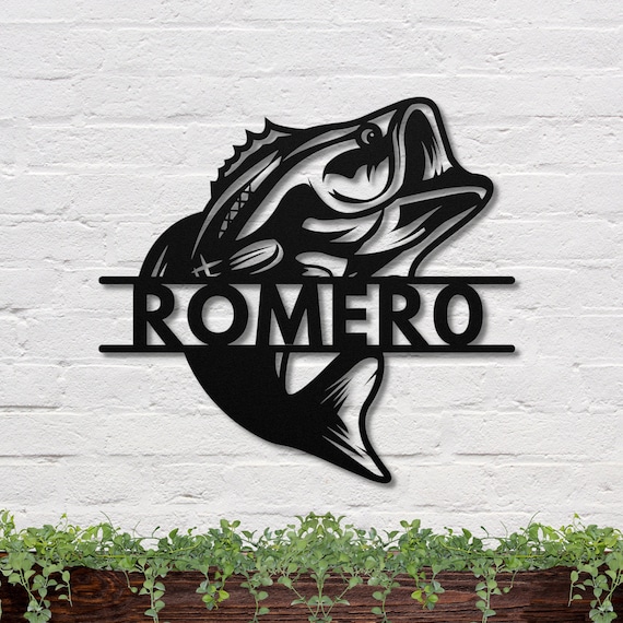 Custom Metal Fish Sign Bass Fishing Metal Monogram Fishing - Etsy