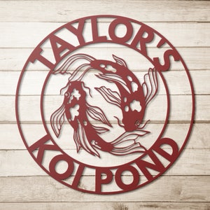 Koi Pond Sign, Personalized Koi Pond Sign, Koi Fish Sign, Custom Koi ...