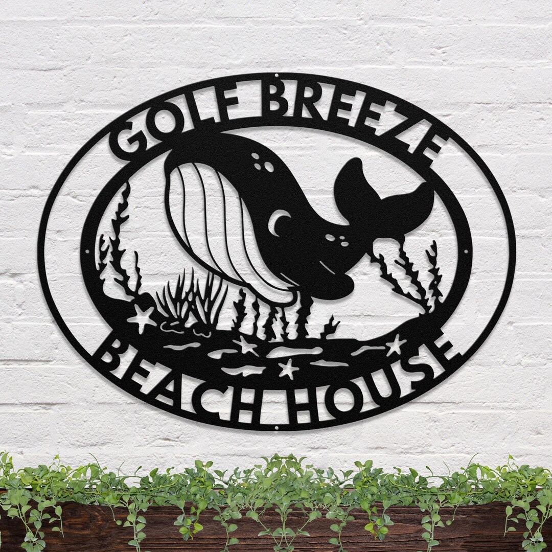 Personalized Whale Beach House Sign, Rental Property Sign, Sea Life ...