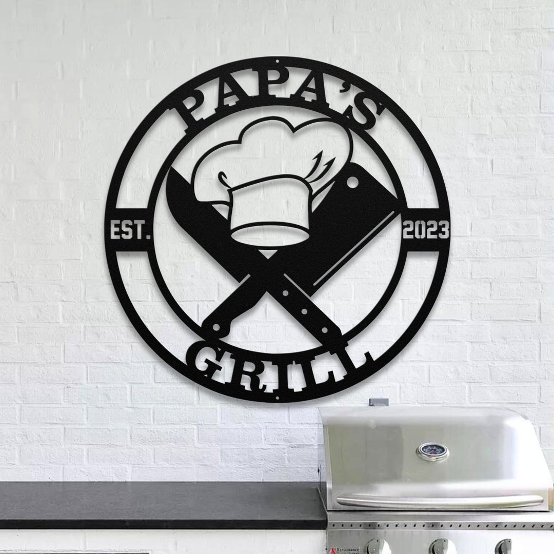 Grill Sign for Dad | Personalized Papa's Grill Sign | Chef Papa Sign ...