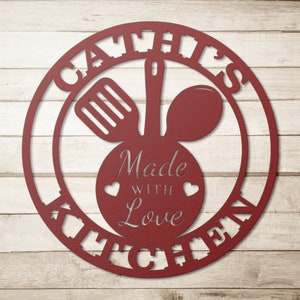 Made With Love Kitchen Sign, Nana's Kitchen Metal Sign, Personalized ...