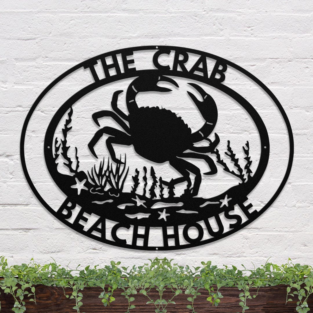 Crab Beach House Personalized Sign, Rental Property Sign, Personalized ...