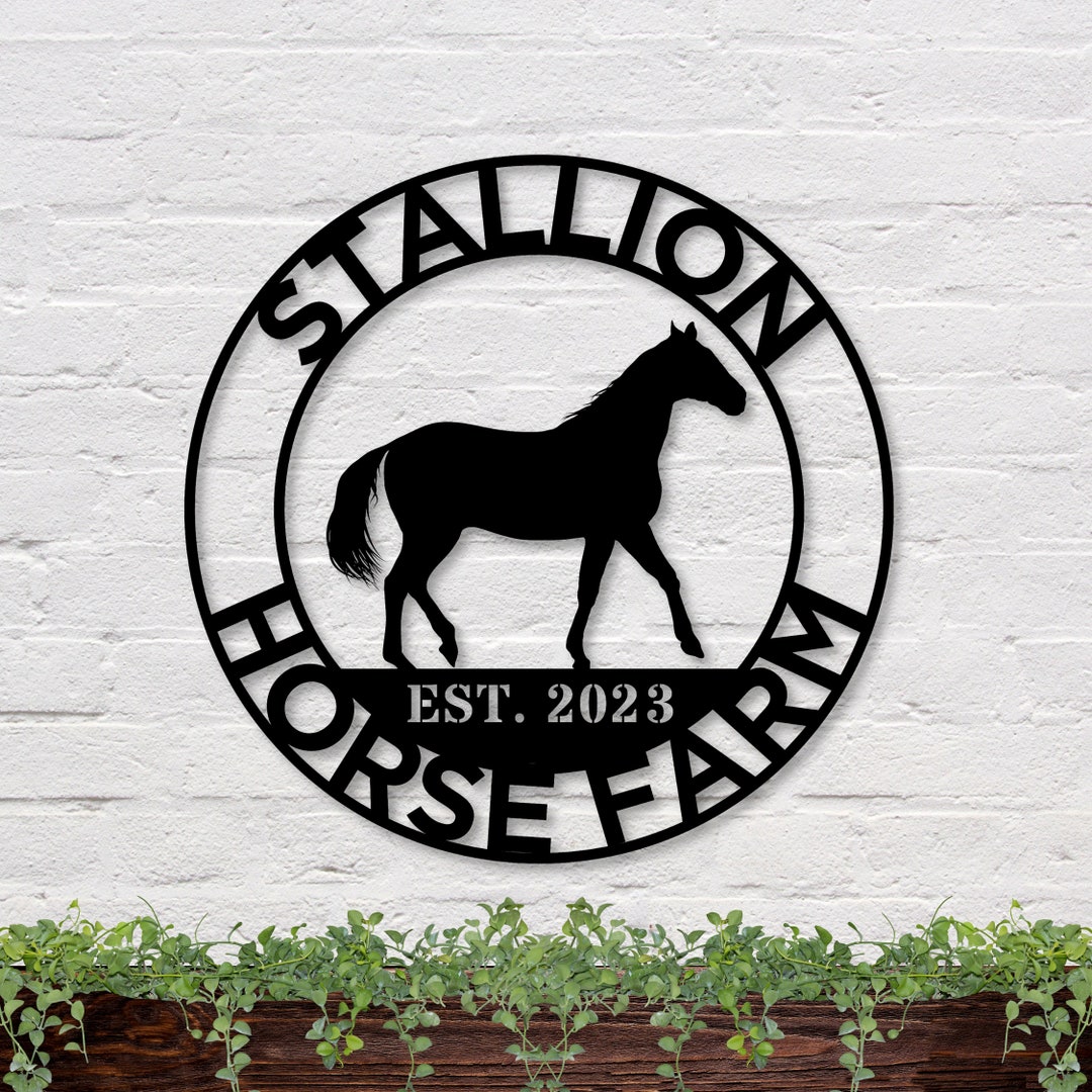 Horse Farm Metal Sign, Custom Horse Sign, Personalized Horse Ranch Sign ...