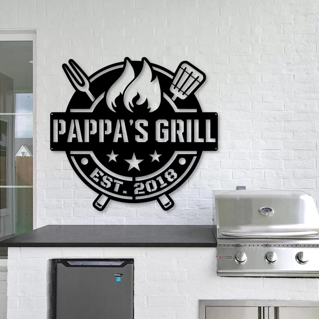Metal BBQ Sign, Fathers Days Gift, BBQ Sign for Dad, Outdoor Kitchen ...