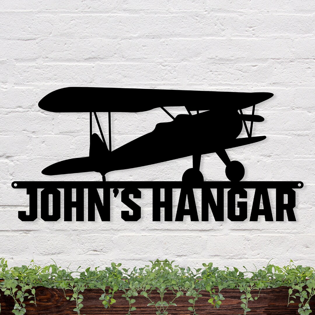Airplane Hangar Sign, Personalized Pilot Name Sign, Custom Aviation ...