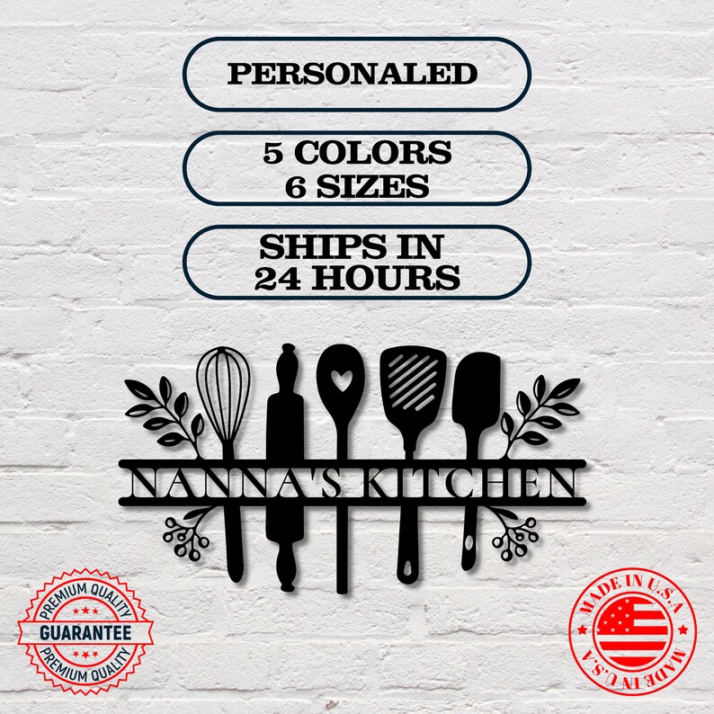 Custom Metal Sign for Kitchen Nana's Kitchen Metal Sign - Etsy