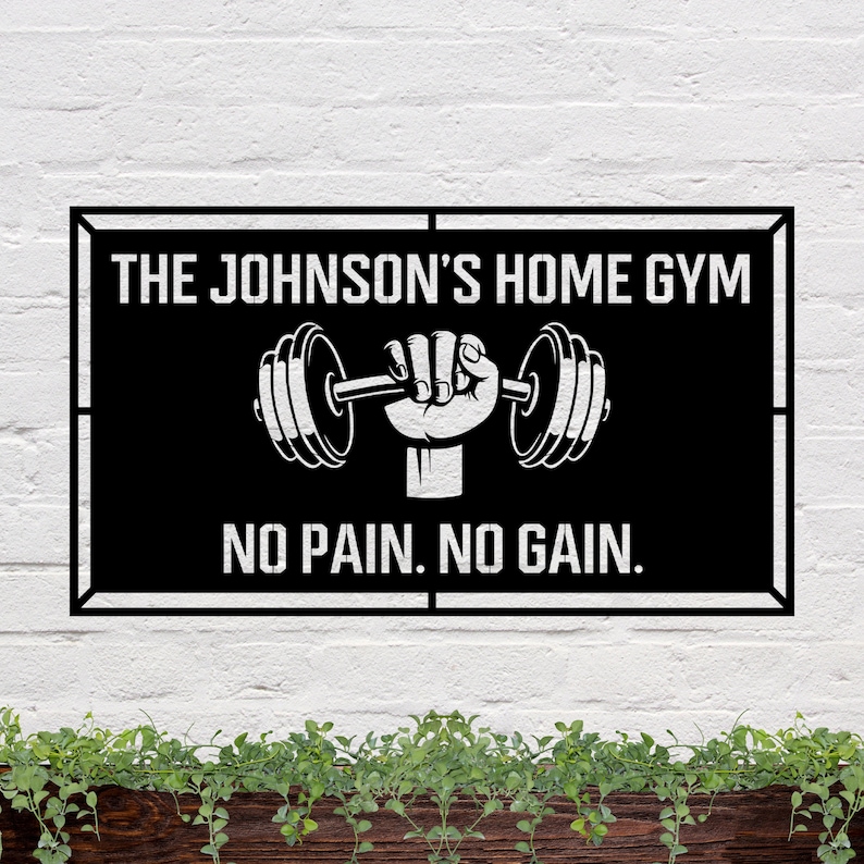 Personalized Home Gym Metal Sign, Weightlifting Decor - Etsy