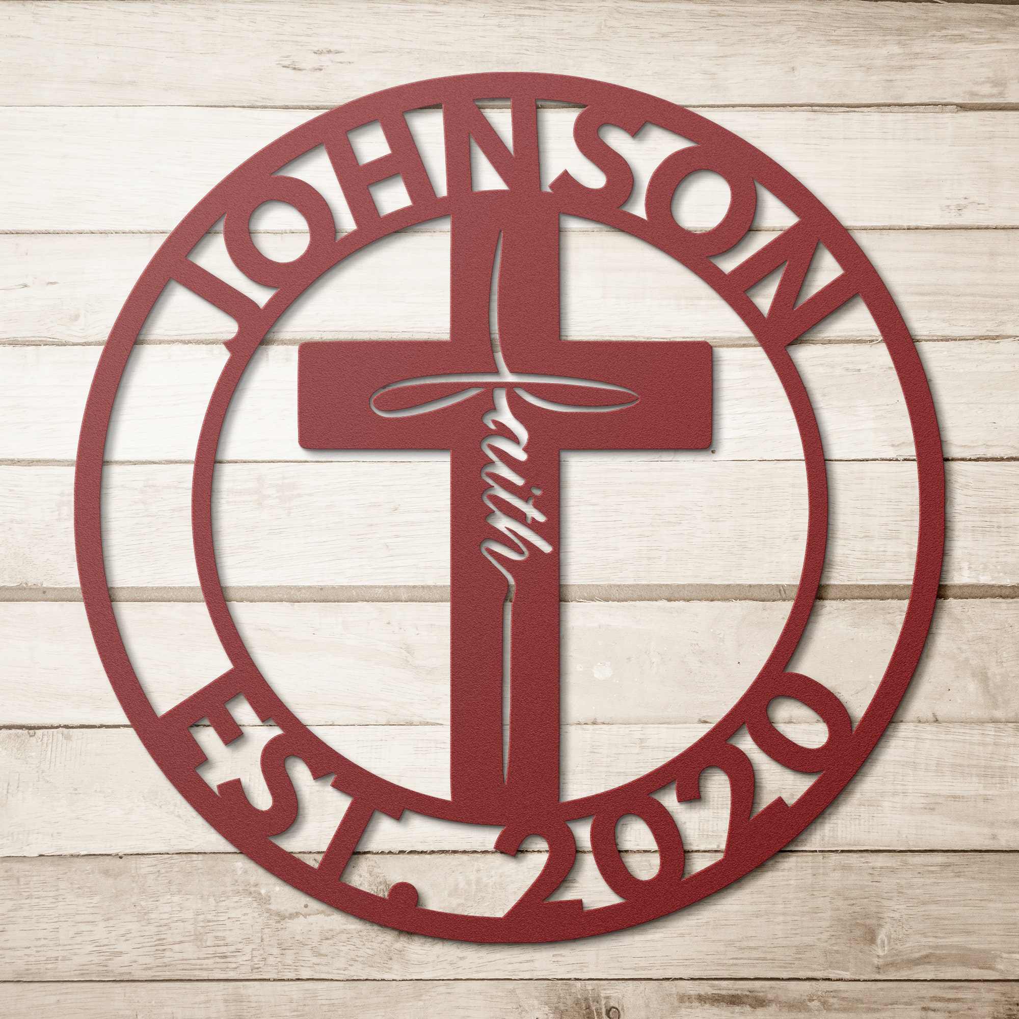 Faith Cross Metal Sign Metal Cross Sign Family Name Sign - Etsy