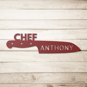 Chef Knife Sign, Custom Metal Sign for Kitchen, Personalized Kitchen ...