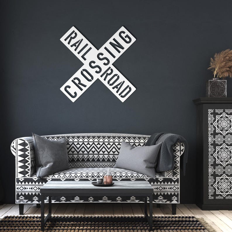 Railroad Crossing | Custom Metal Railroad Sign | Train Lover Room Decor ...