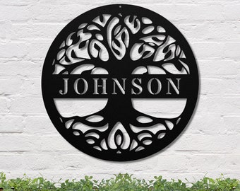 Personalized Tree of Life Front Porch Sign, Family Name Metal Sign ...