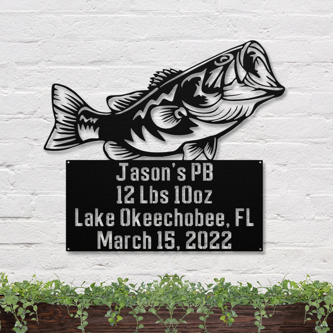 Custom Fish Mount Sign, Metal Fish Mount Sign, Personalized Big Bass ...
