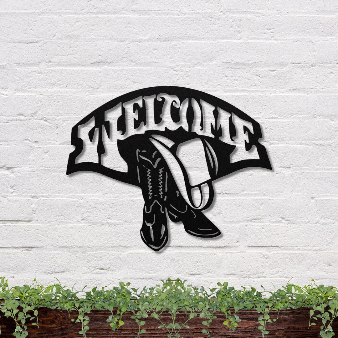 Welcome Sign, Cowboy Welcome Sign, Cowboy Hat Welcome Sign, Front Door ...