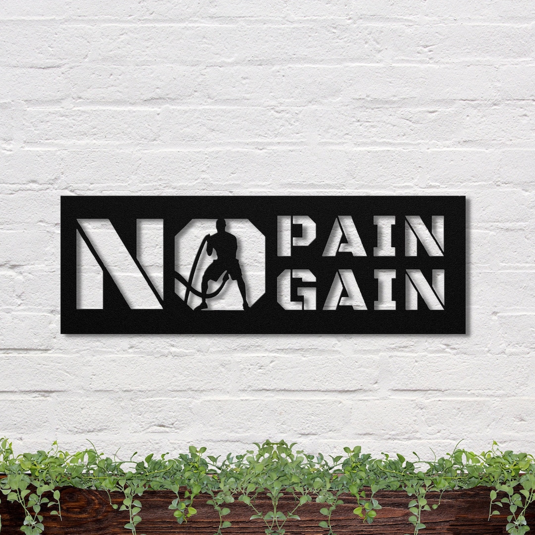 Gym Sign, Gym Ropes Sign, No Pain No Gain, Gym Ropes, Home Gym ...