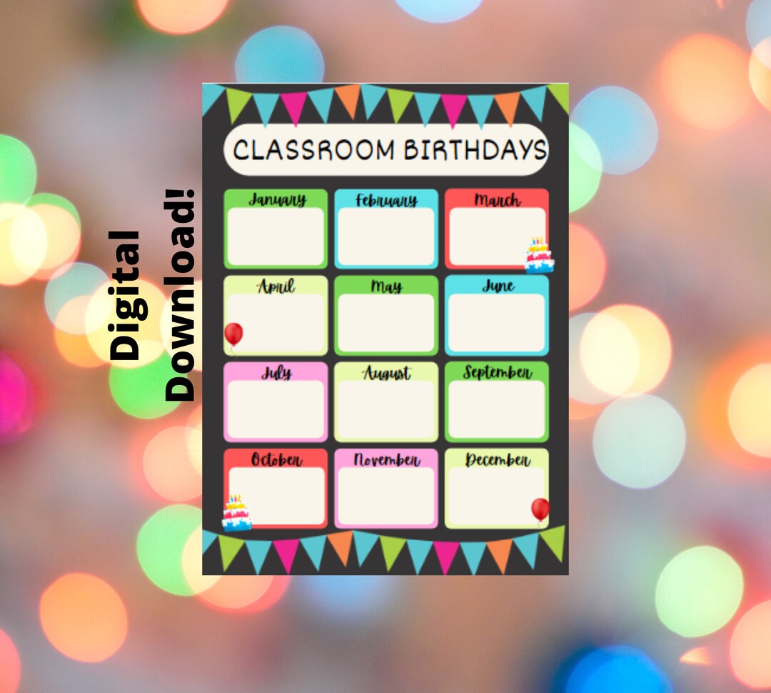 Digital Birthday Celebrant Poster for Classrooms, Preschool Elementary ...