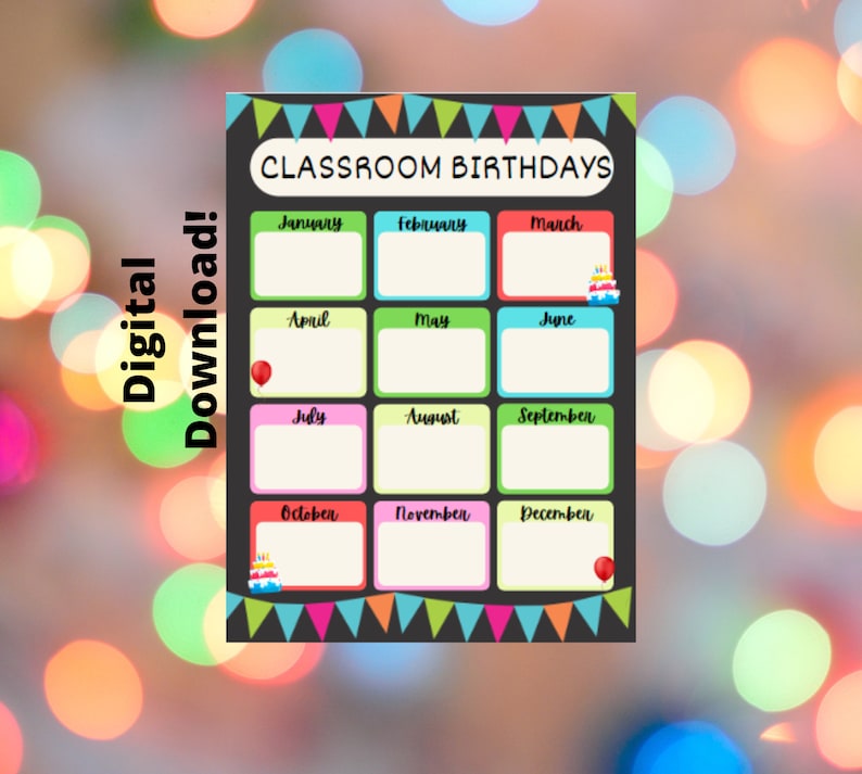 Digital Birthday Celebrant Poster for Classrooms, Preschool Elementary ...