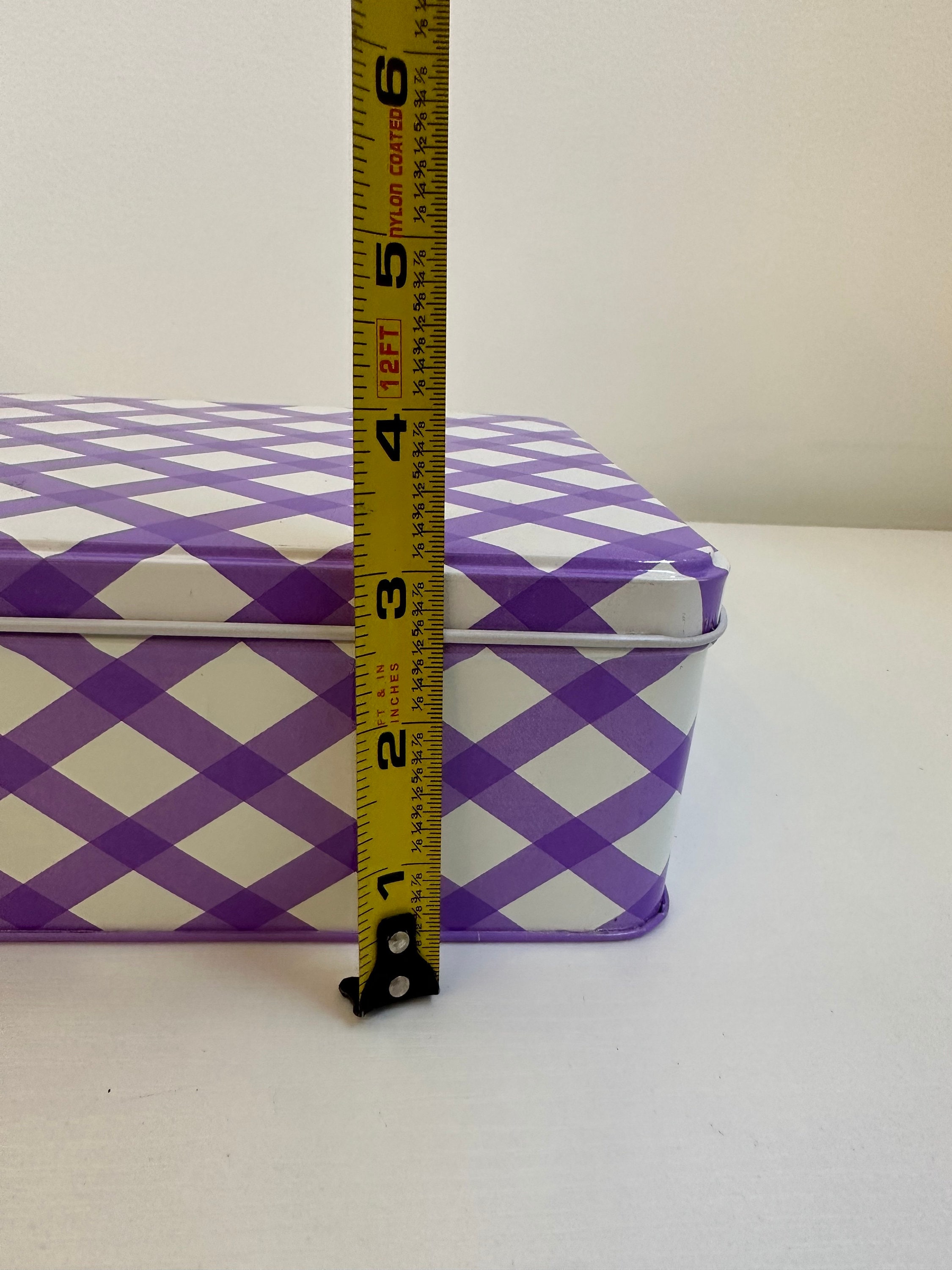 Vintage Cookie Tin, Rectangle Container, Steel Tin With Lid, Purple Tin ...