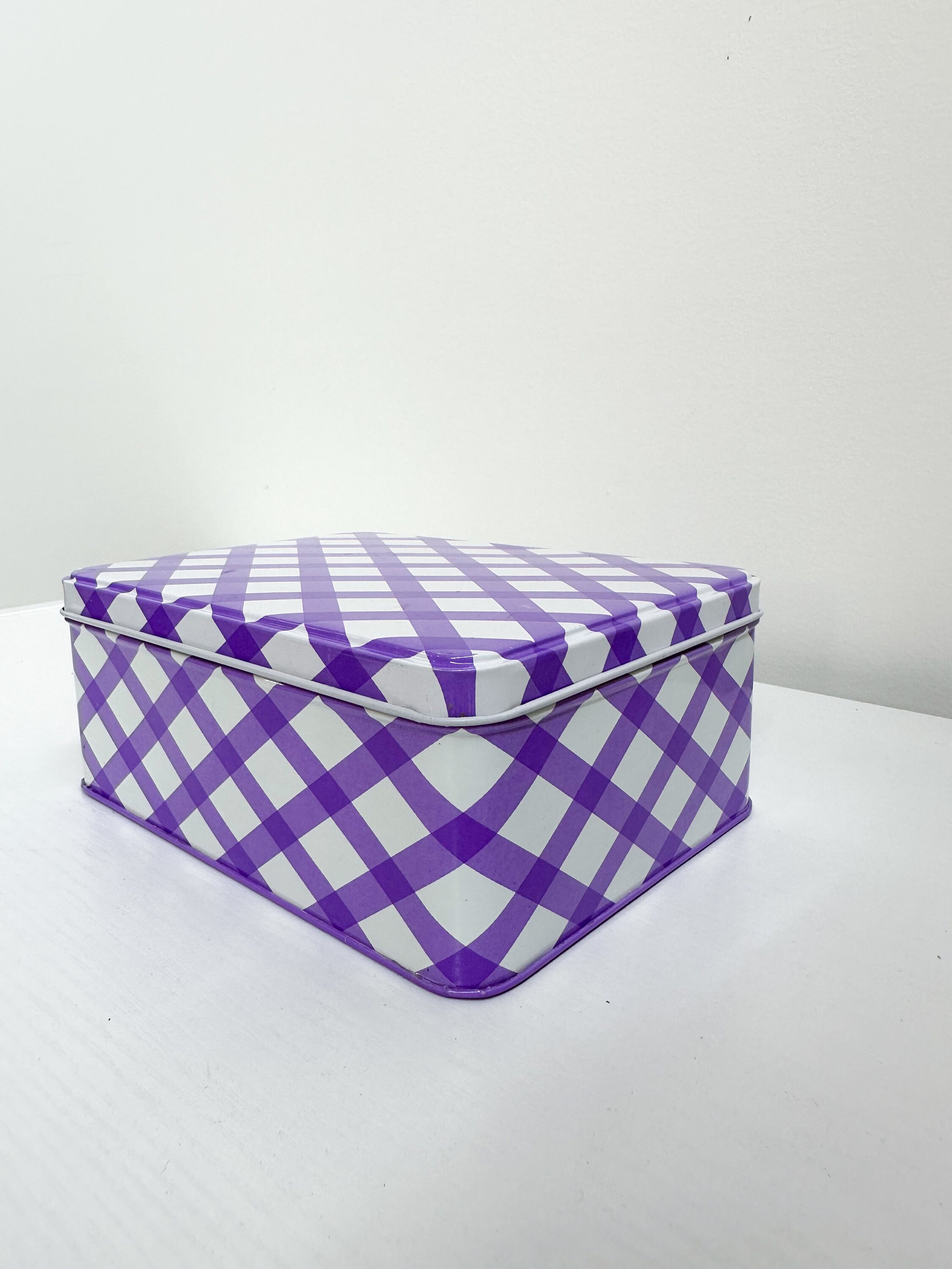 Vintage Cookie Tin, Rectangle Container, Steel Tin With Lid, Purple Tin ...