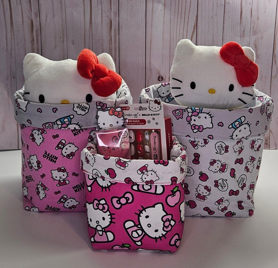 Famous Kitty Cartoon Bins,storage,gift Basket,toy,pick Up,stuffed ...
