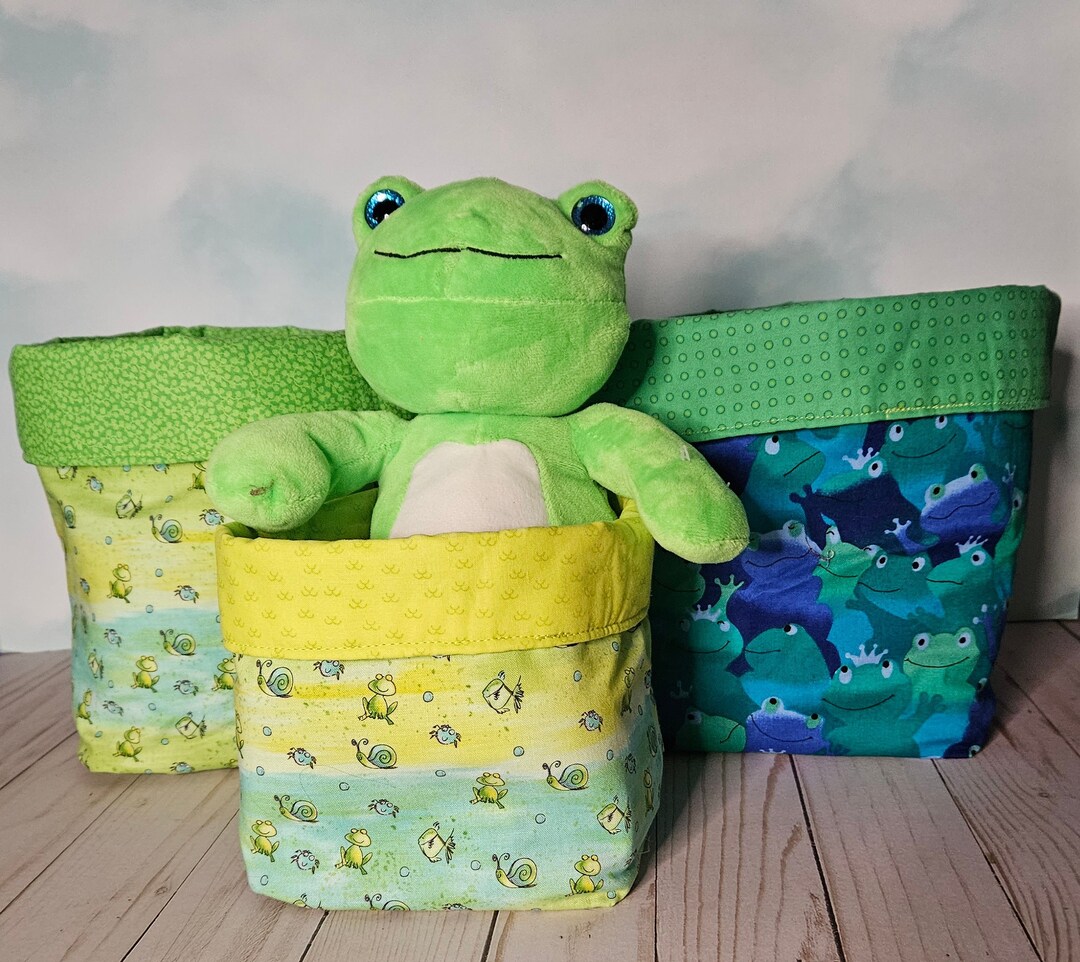 Frog Print Storage Bins,storage,containers,gift Basket,toy Pick Up,bath ...