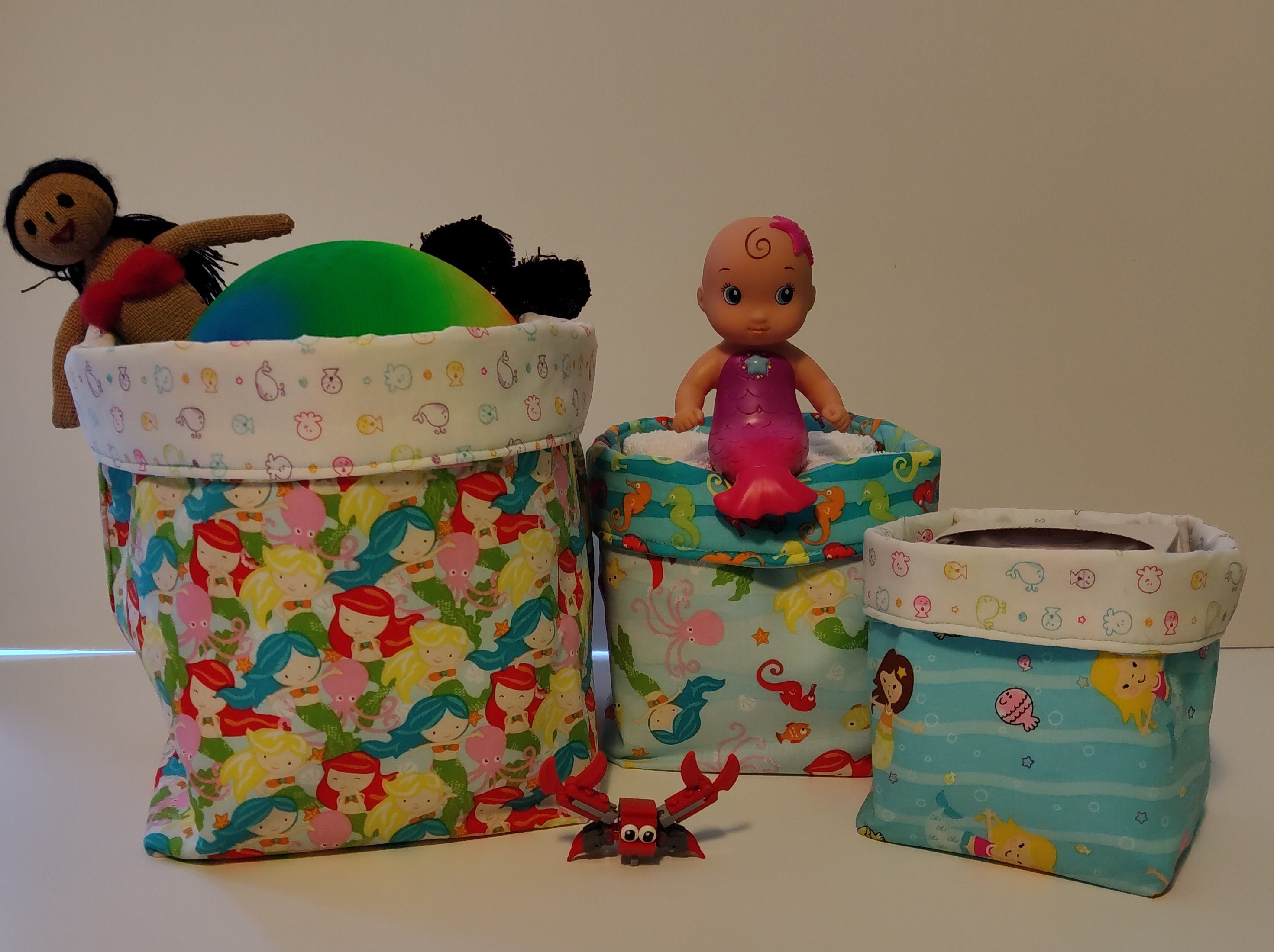 Mermaid Fabric Bin Storage,toy Bin,fabric Basket,storage Container ...