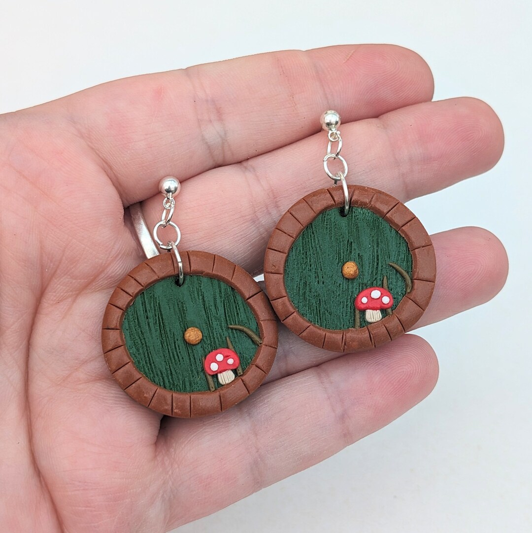 Hobbit Door Earrings Polymer Clay Fairy Doors Lord of the Rings Cottage ...
