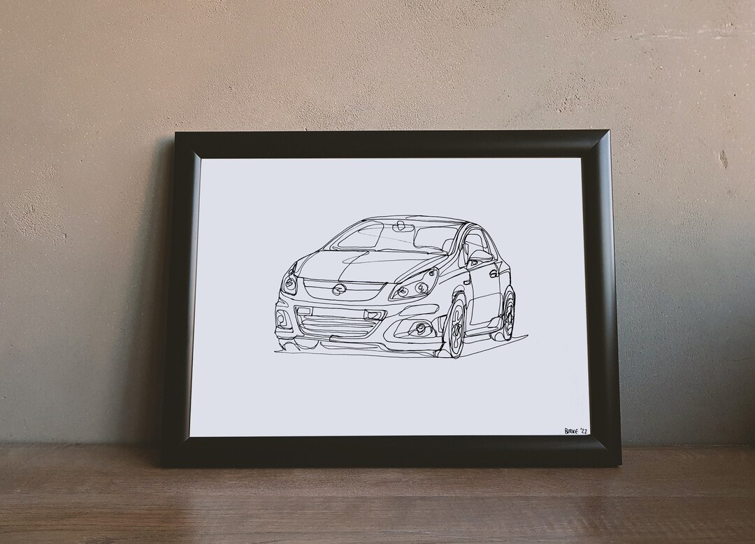Original Car Drawing Opel Corsa D Hand-drawn Oneliner DIN A4 - Etsy