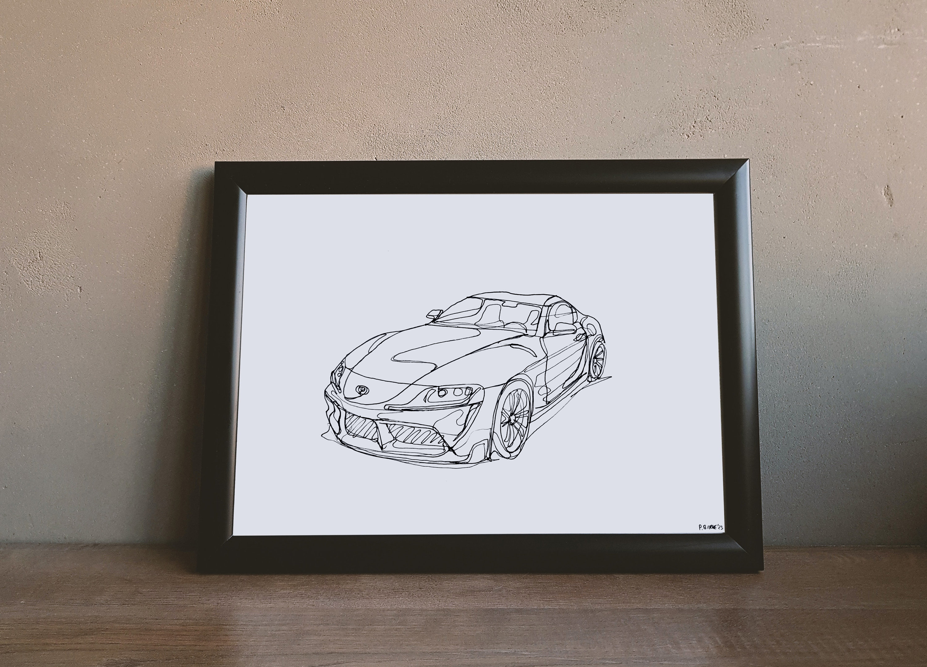 Original Car Drawing Toyota Supra MK5 Hand Drawn Oneliner DIN A4 - Etsy