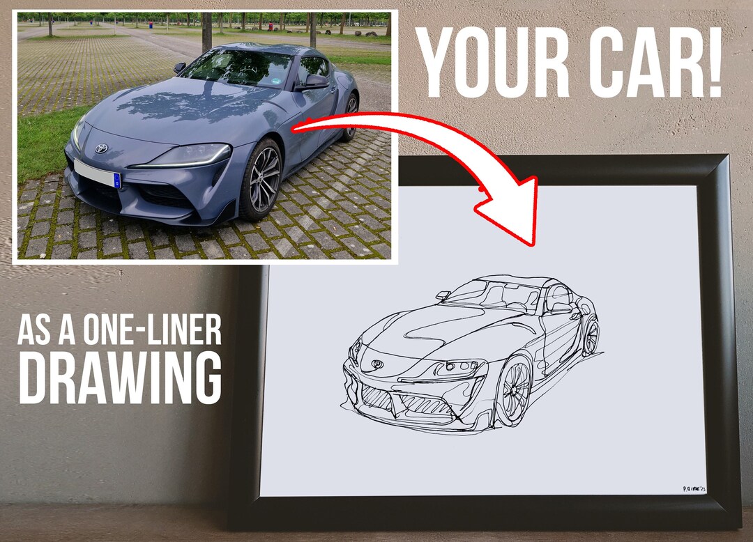 Personalized Car Drawing | One Line Drawing Car | Custom Car Sketch ...