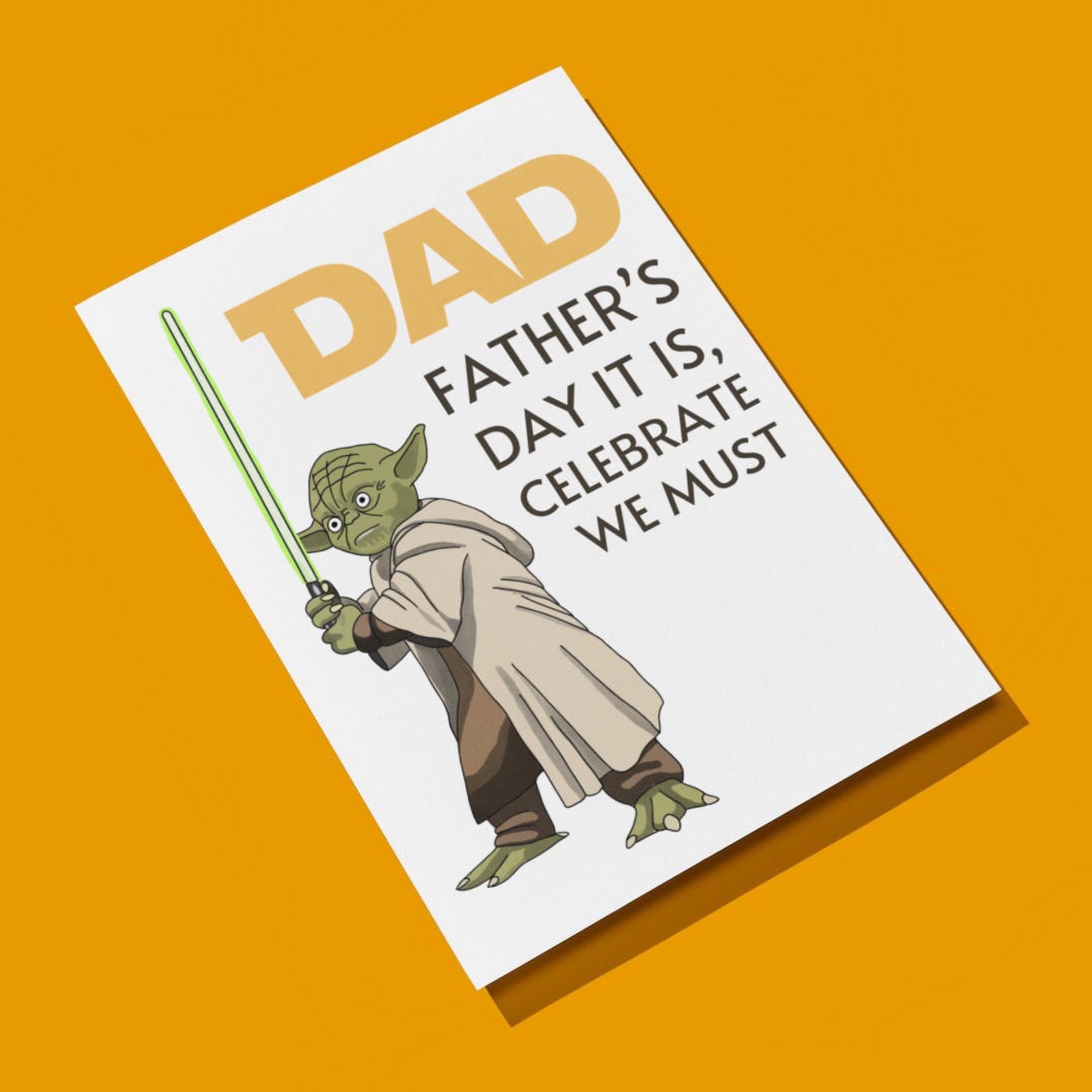 Customisable Yoda Themed Father's Day Card | Star Wars Themed Greeting ...