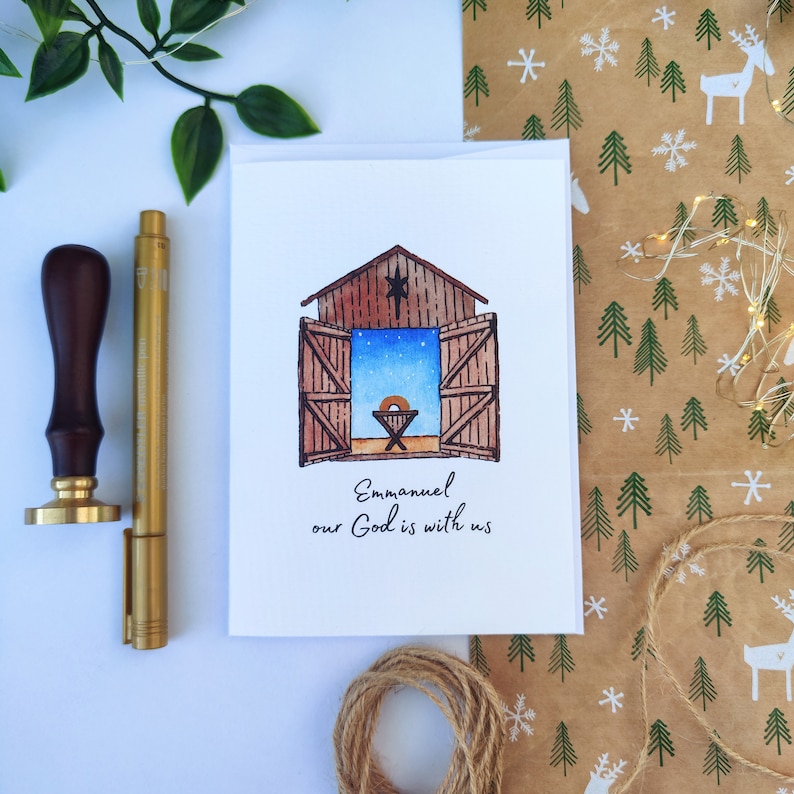 Hand Painted Nativity Christmas Cards: Watercolor Hymn Designs (pack of ...