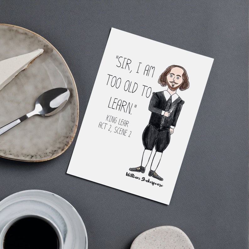 Hand-drawn William Shakespeare Card: Watercolor Illustration - Etsy