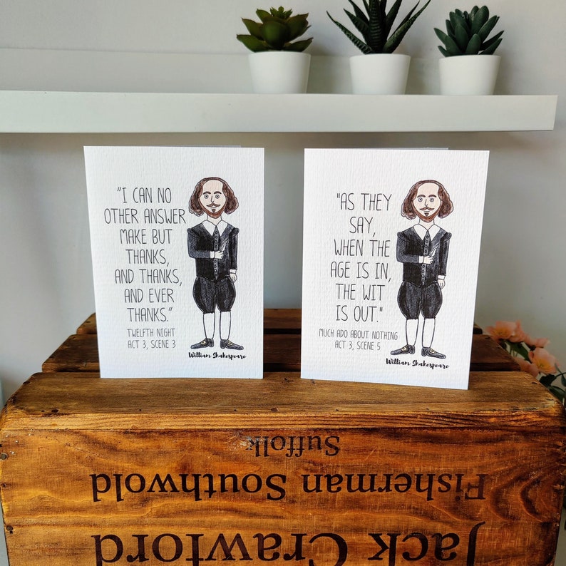 William Shakespeare Themed Card Birthday Card Thank You | Etsy UK