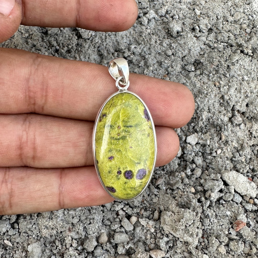 Natural Atlantisite Stichtite Gemstone Pendant, 925 Sterling Silver ...