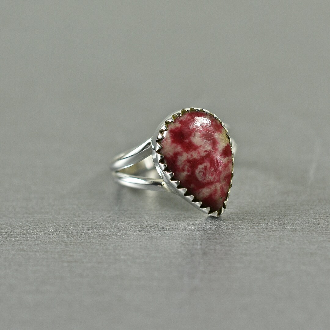 Handmade Pink Thulite Ring: 925 Sterling Silver Cabochon, Size 8 US - Etsy