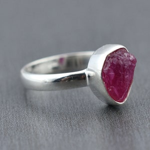 Raw Glass Field Ruby Gemstone Ring 925 Sterling Silver Ring Handmade Gemstone Ring Solid Silver ...