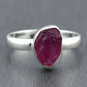 Raw Glass Field Ruby Gemstone Ring 925 Sterling Silver Ring Handmade Gemstone Ring Solid Silver ...