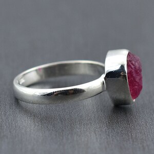 Raw Glass Field Ruby Gemstone Ring 925 Sterling Silver Ring Handmade Gemstone Ring Solid Silver ...