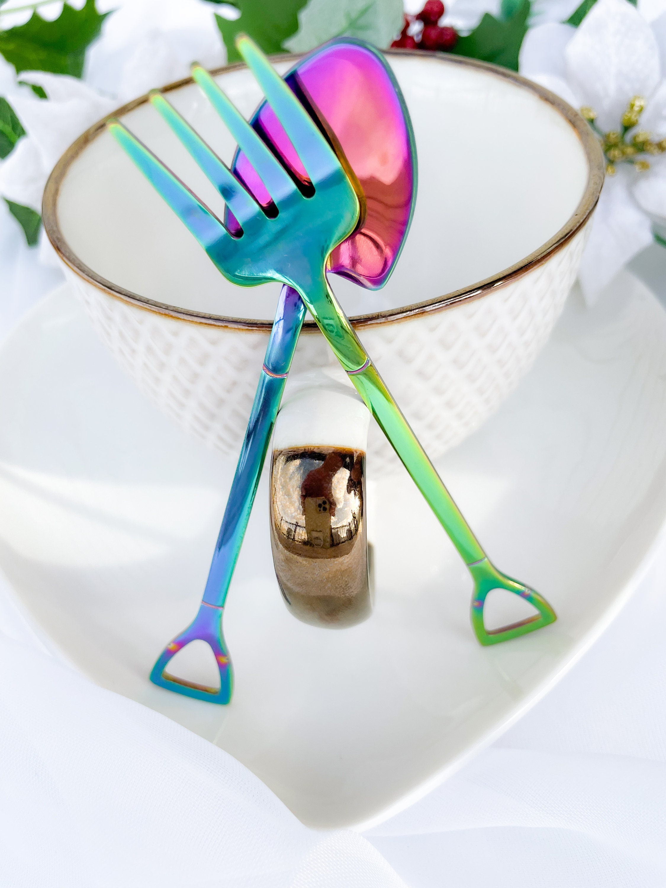 Rainbow Shovel Spoon & Fork - Etsy