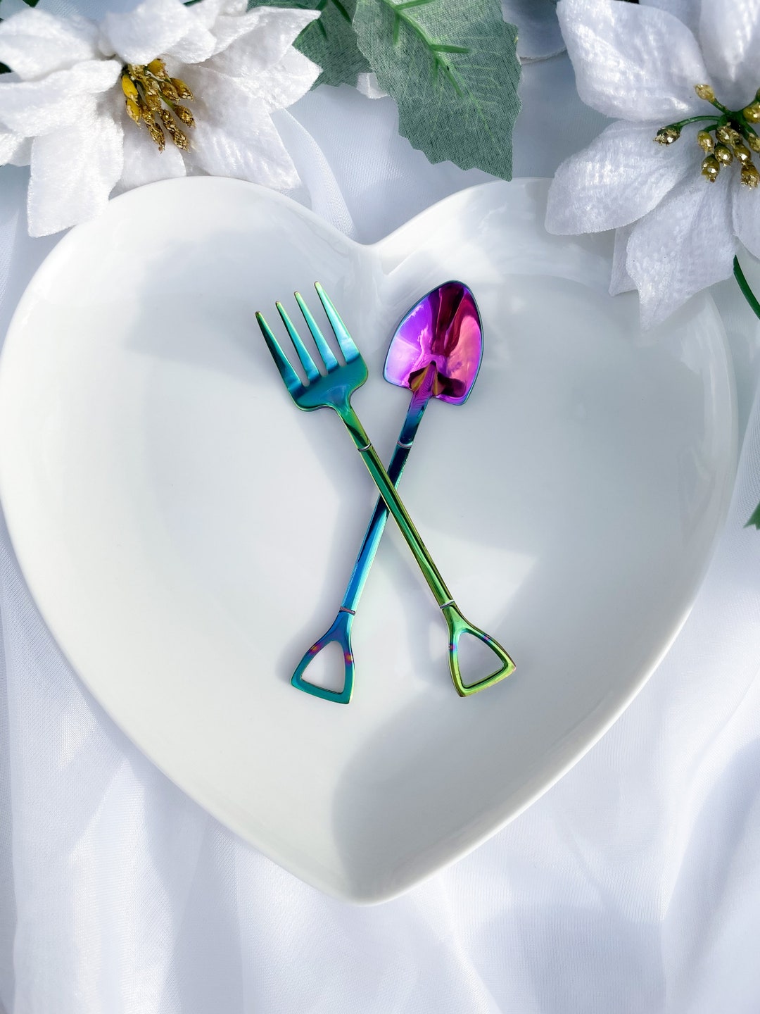 Rainbow Shovel Spoon & Fork - Etsy