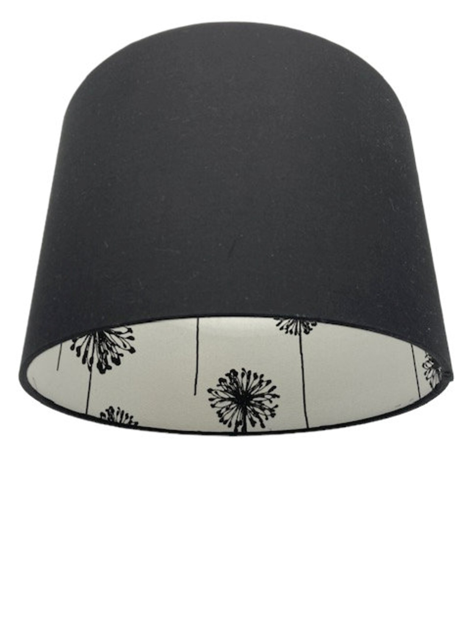 Drum Lamp Shade table or Pendant, Black Fabric With Whimsical Black ...