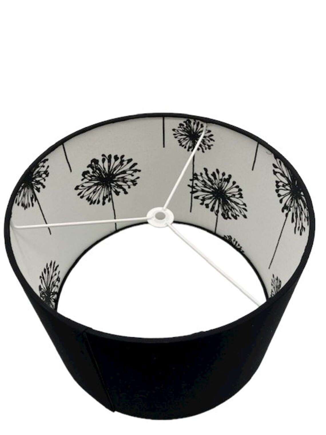 Drum Lamp Shade table or Pendant, Black Fabric With Whimsical Black ...