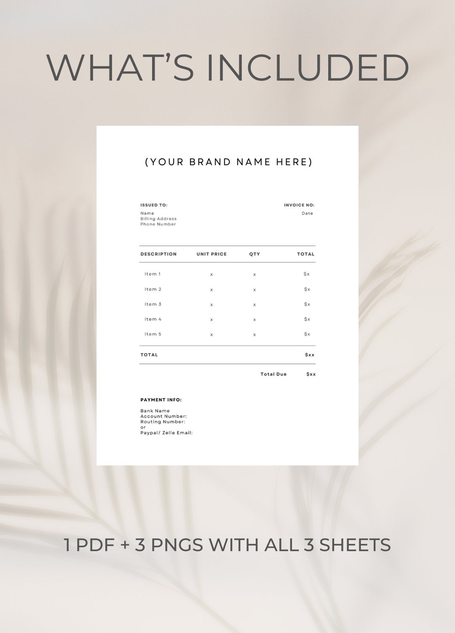Minimalist Invoice Templates, Invoice Editable, Printable Small ...