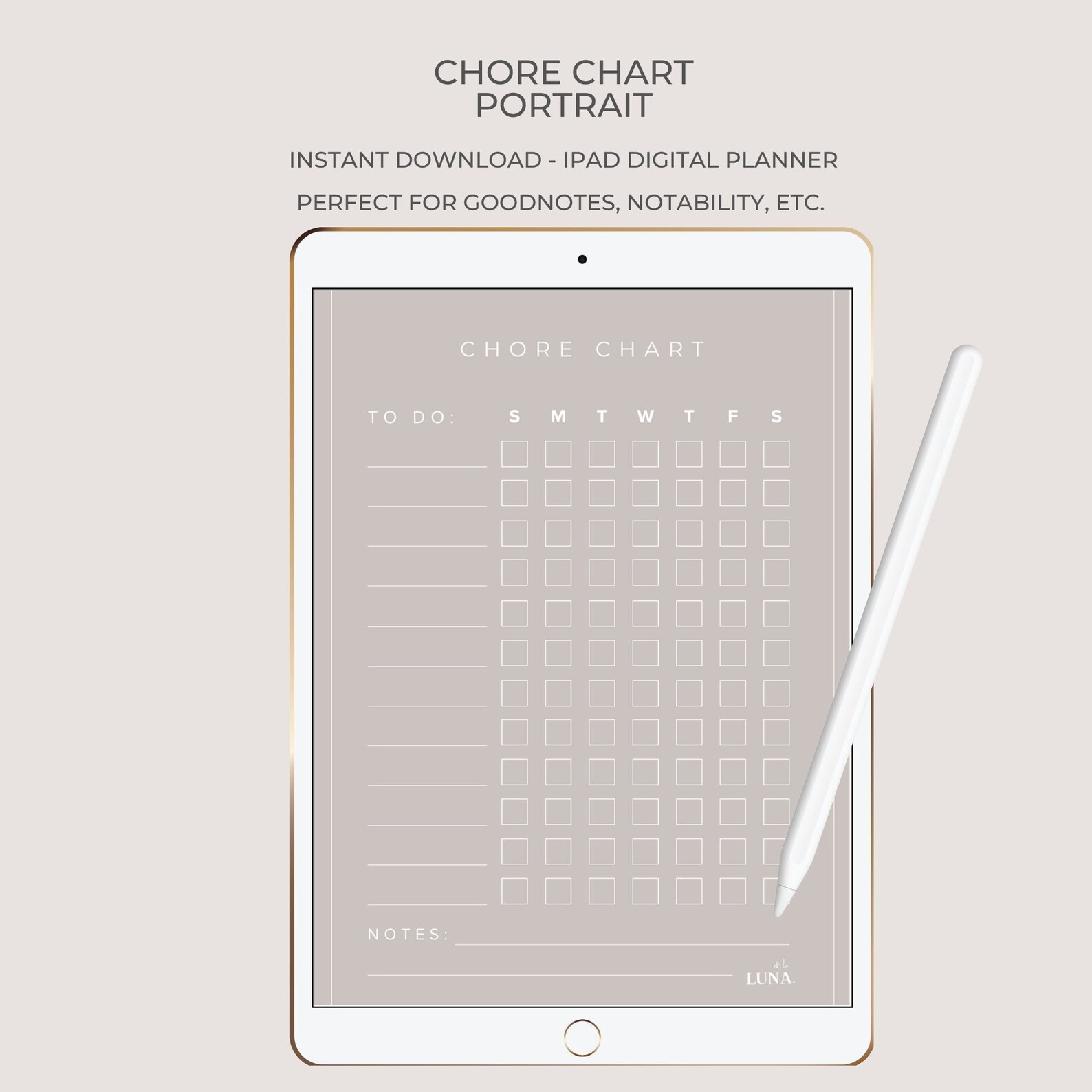 Weekly Chore Chart | Minimal Digital Kid-friendly Printable - Etsy