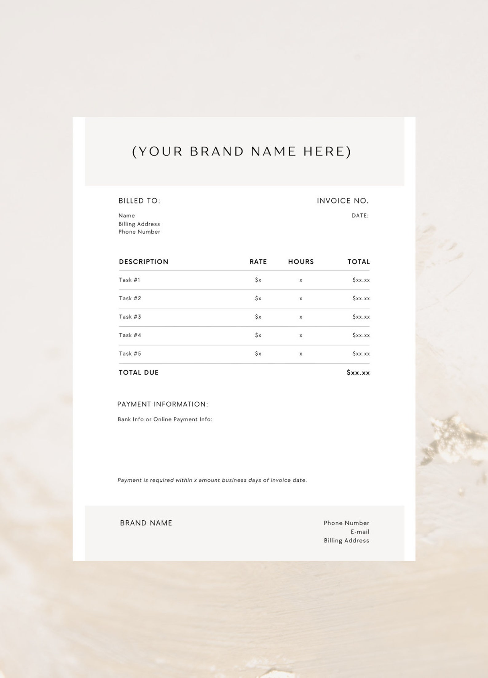 Minimalist Invoice Templates, Invoice Editable, Printable Small ...
