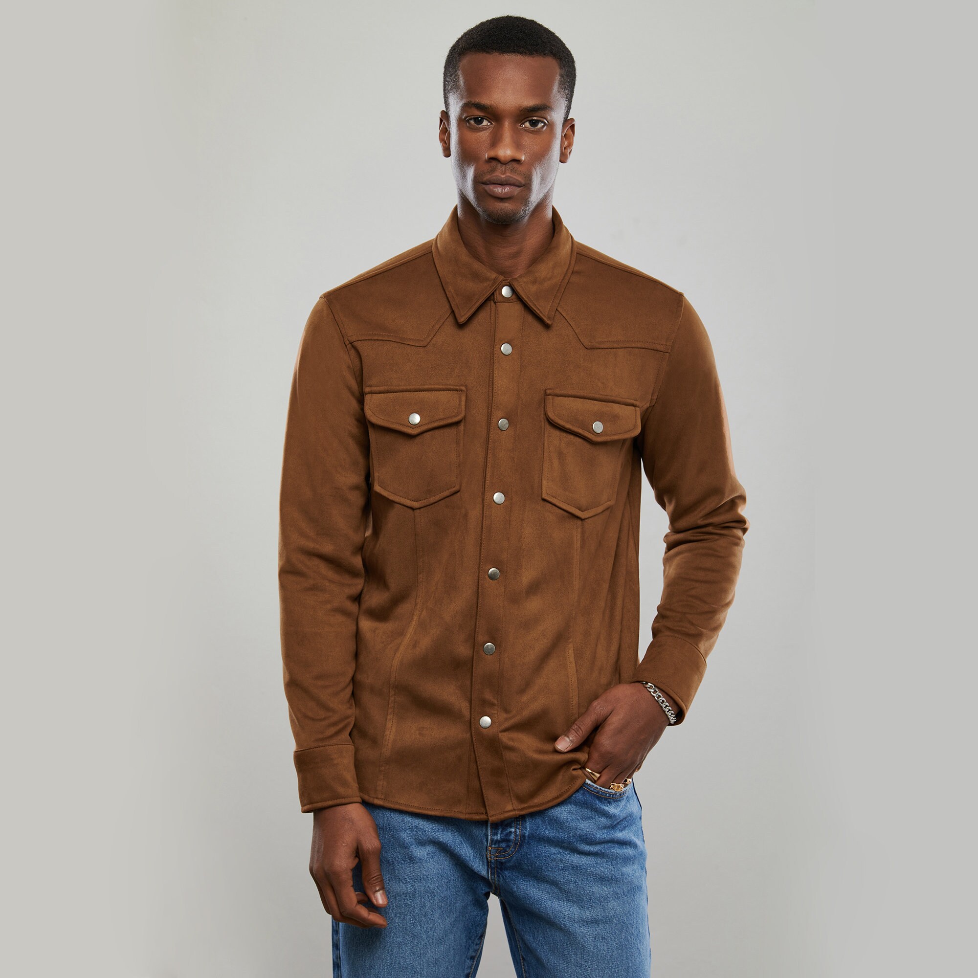 Brown Western Overshirt Cowboy Jacket Fabric Suitewestern - Etsy