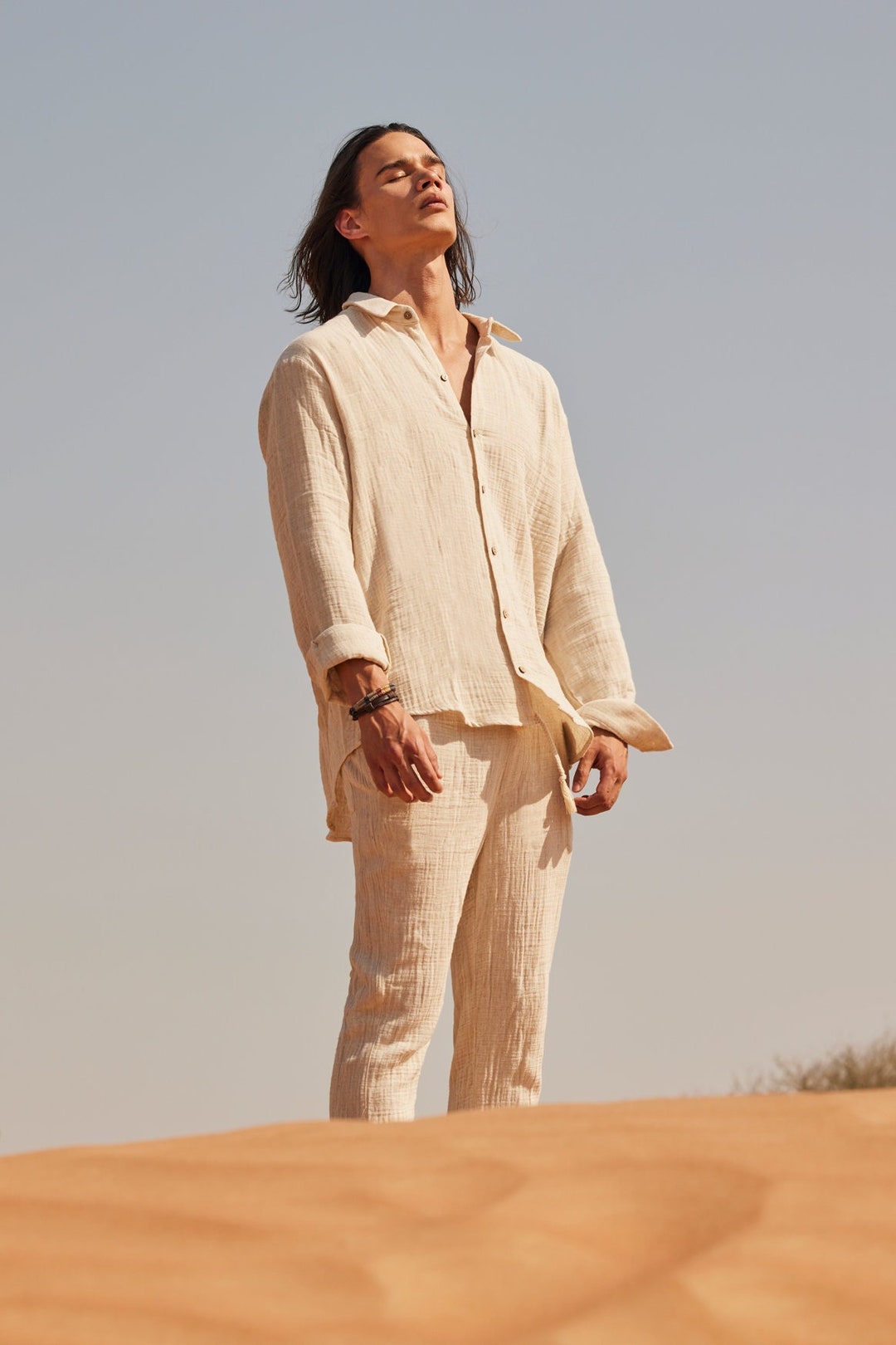 Mens Beige Linenshirt&pants,wedding Suit,summer Wedding,linen Style ...